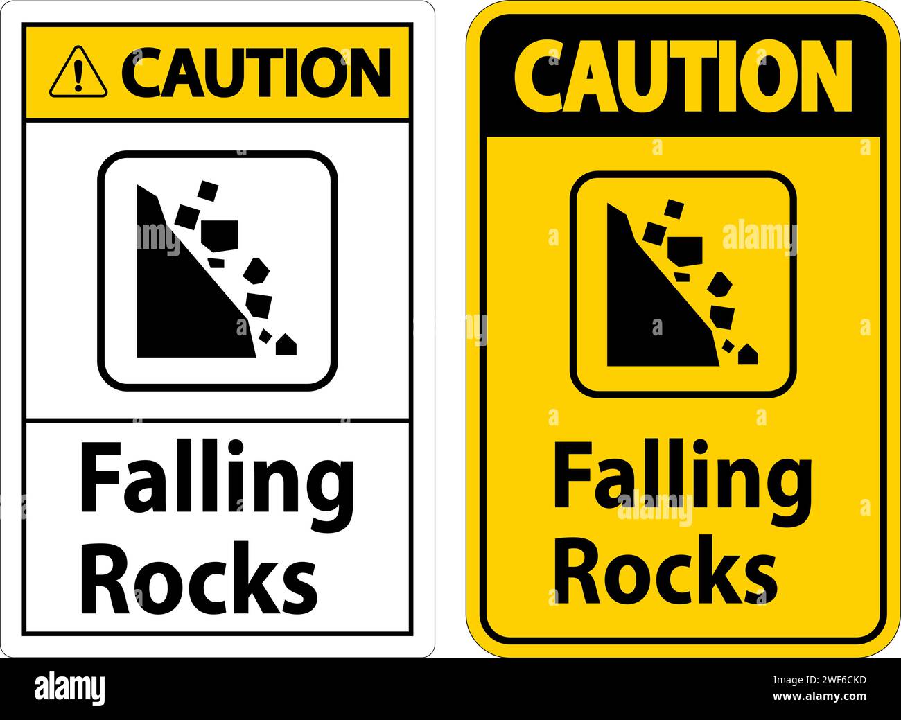 Caution Sign, Park Sign and Guide Sign, Falling Rocks Stock Vector Image & Art - Alamy