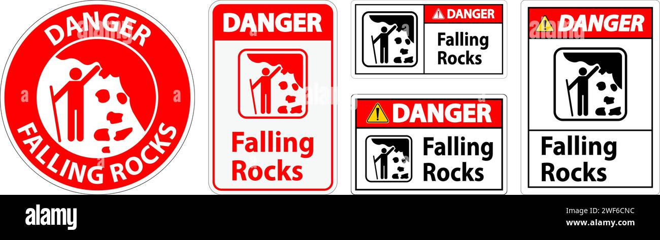 Danger Sign, Park Sign and Guide Sign, Falling Rocks Stock Vector Image ...