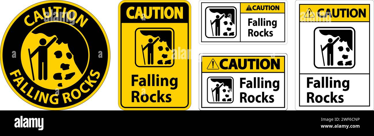 Caution Sign, Park Sign and Guide Sign, Falling Rocks Stock Vector ...