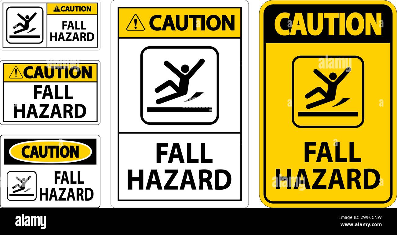 Caution Sign, Fall Hazard Stock Vector Image & Art - Alamy