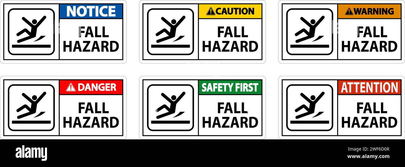 Caution Sign, Fall Hazard Stock Vector Image & Art - Alamy
