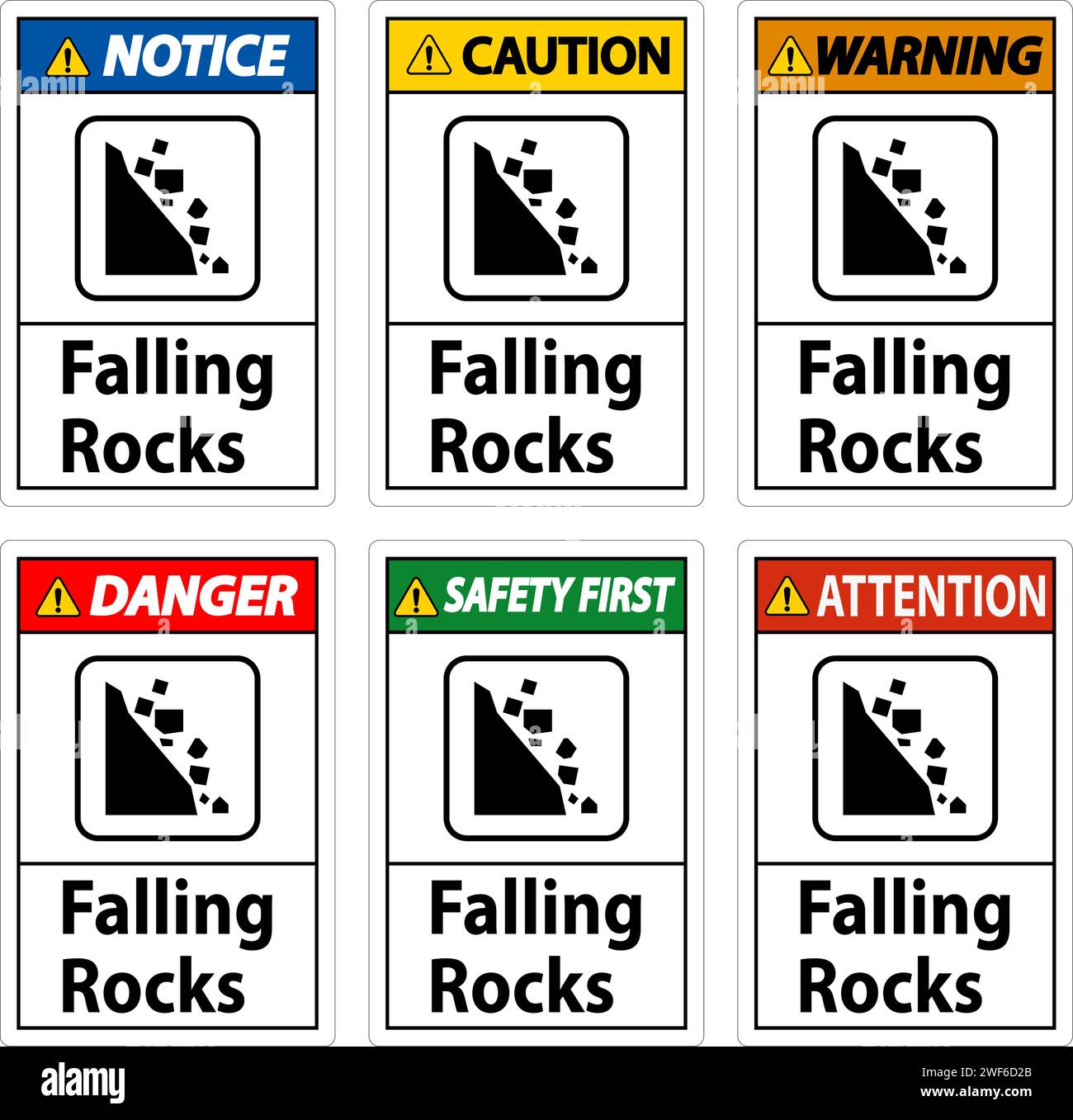 Caution Sign, Park Sign and Guide Sign, Falling Rocks Stock Vector ...