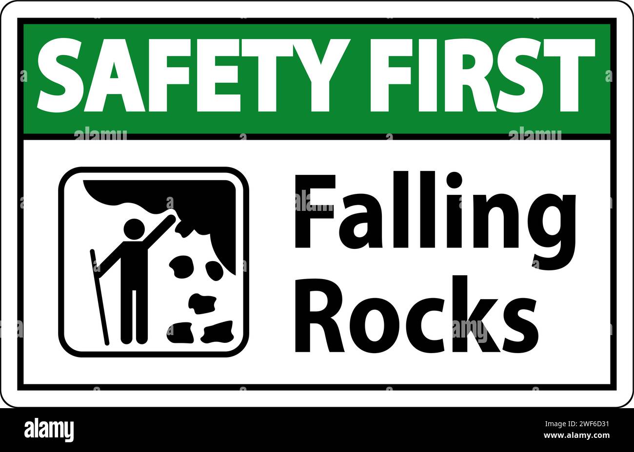 Safety First Sign, Park Sign and Guide Sign, Falling Rocks Stock Vector ...