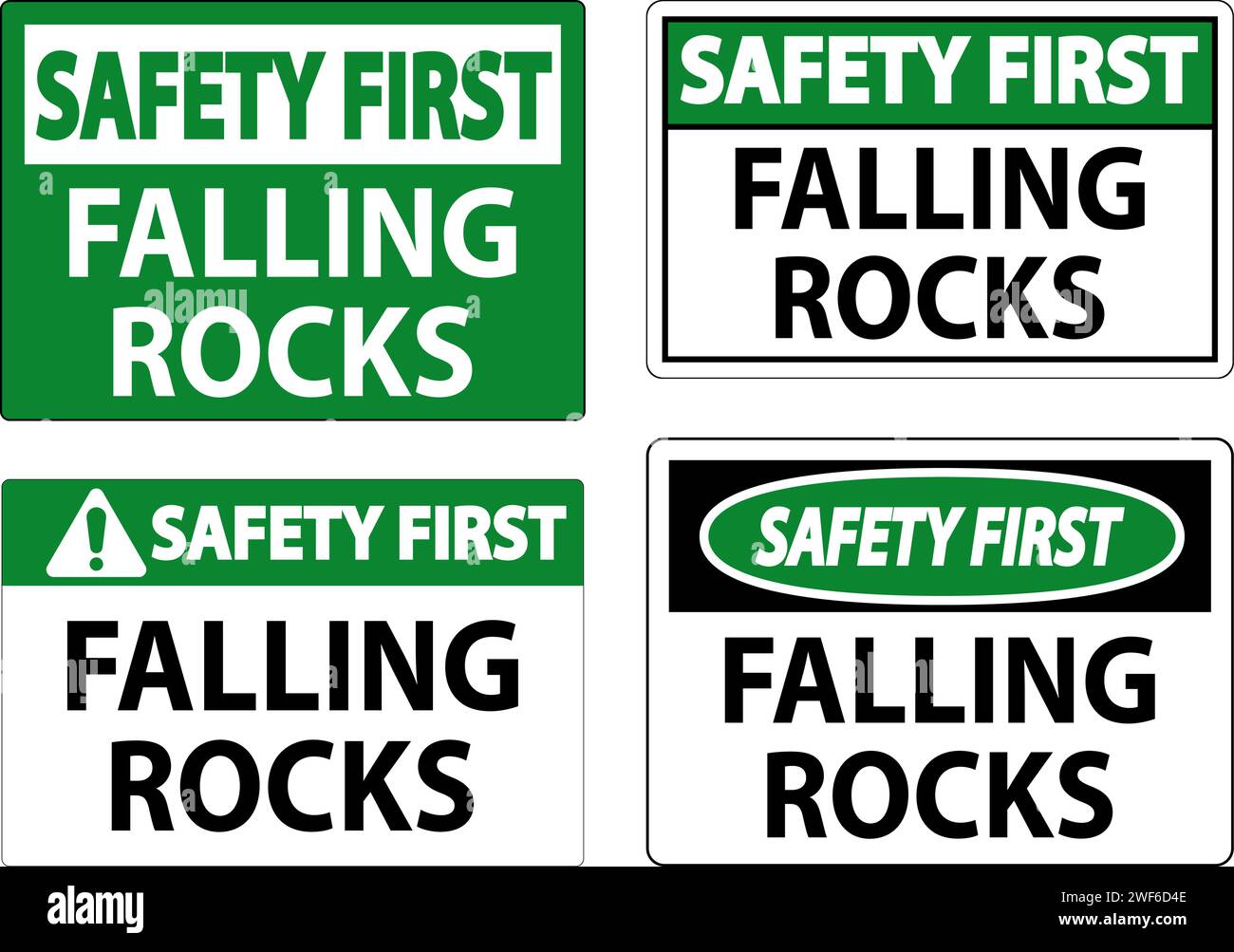 Safety First Sign, Falling Rocks Stock Vector Image & Art - Alamy