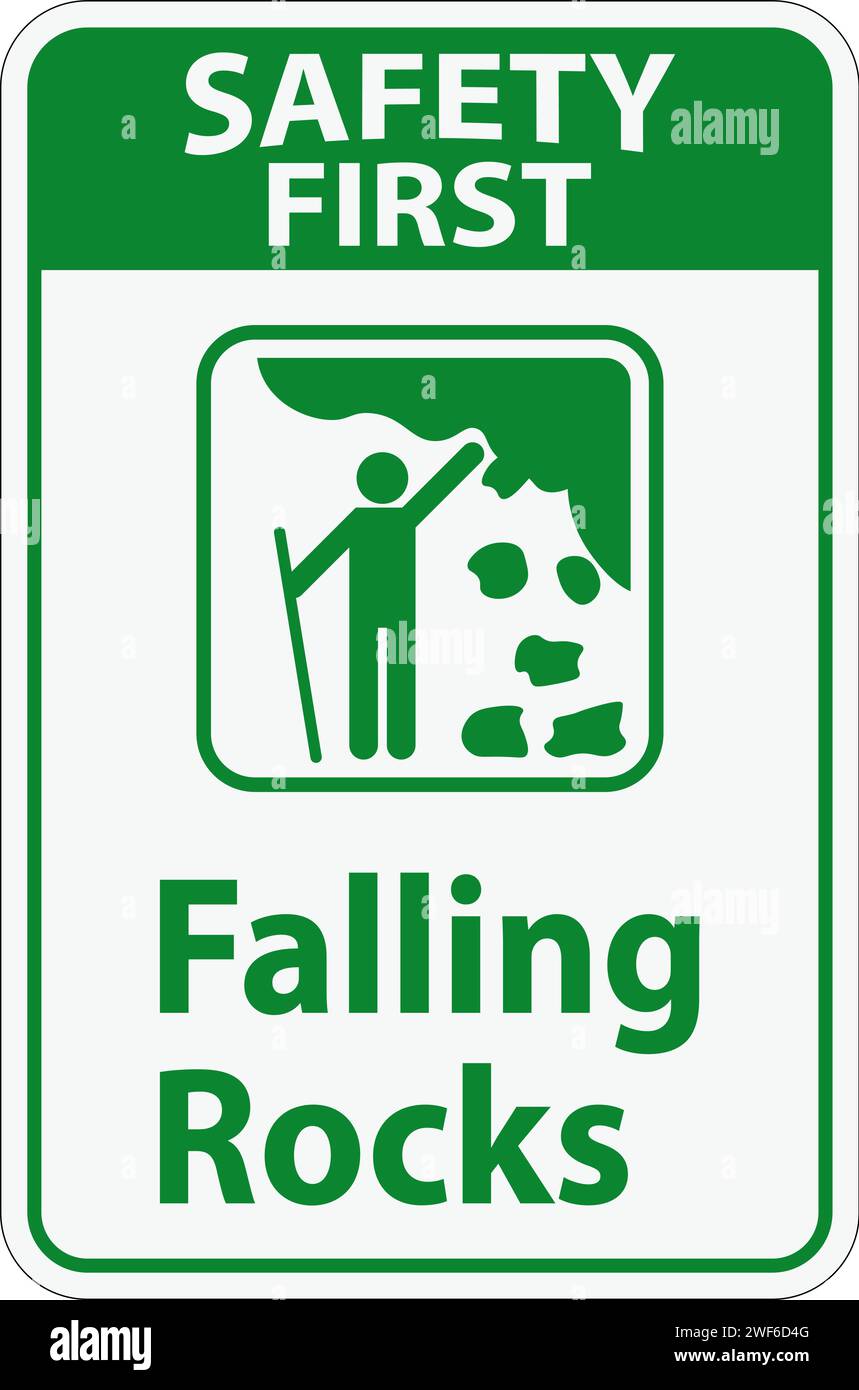 Safety First Sign, Park Sign and Guide Sign, Falling Rocks Stock Vector ...