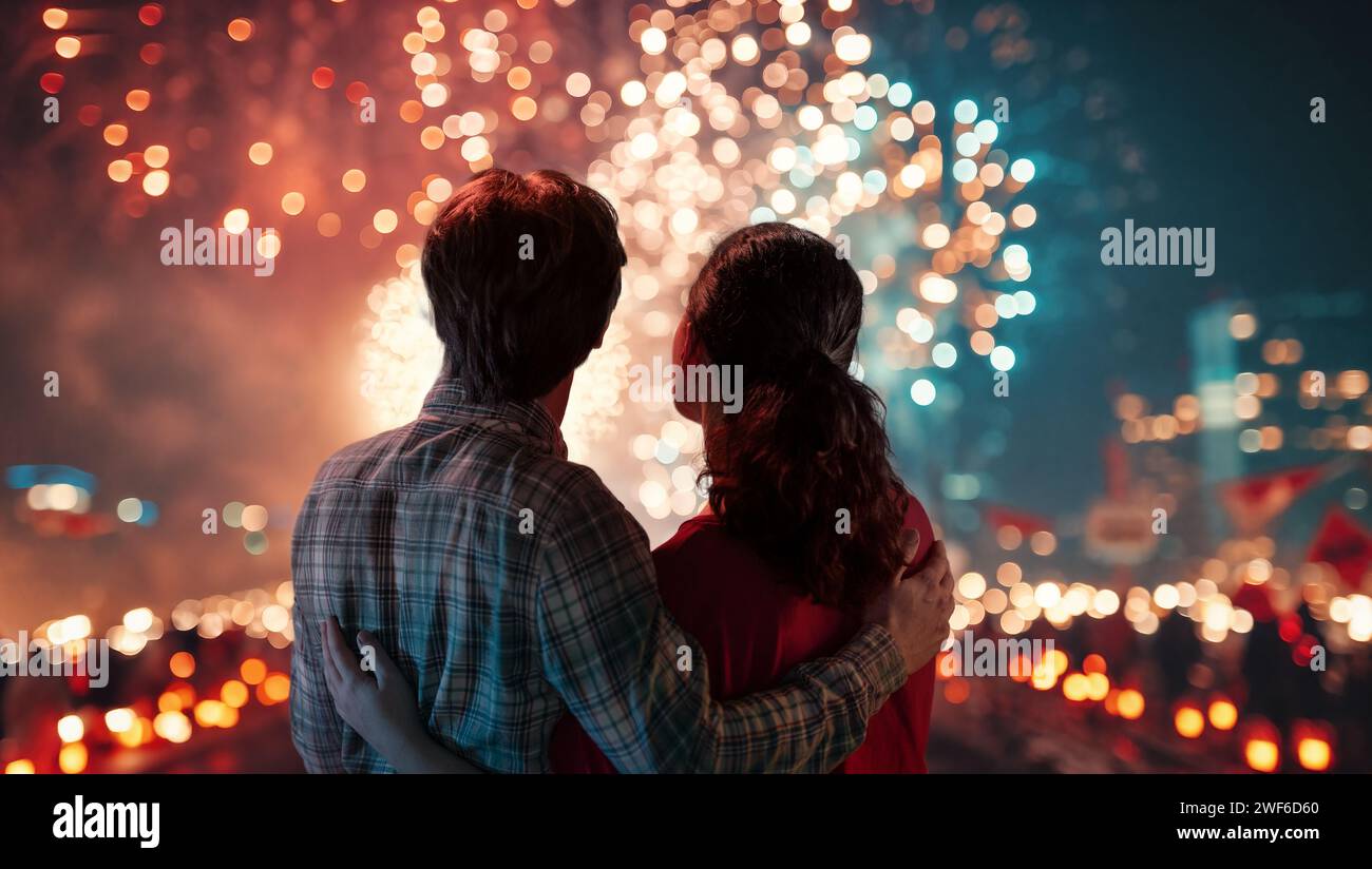 Man woman romance fireworks hi-res stock photography and images - Alamy