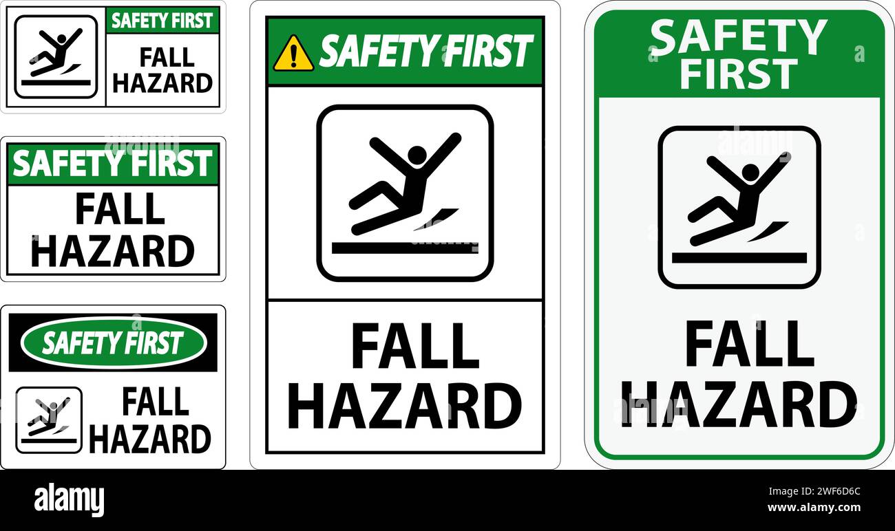 Safety First Sign, Fall Hazard Stock Vector Image & Art - Alamy