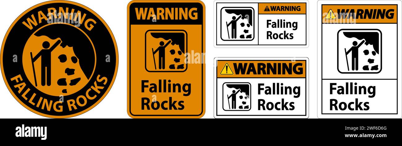 Warning Sign, Park Sign and Guide Sign, Falling Rocks Stock Vector ...