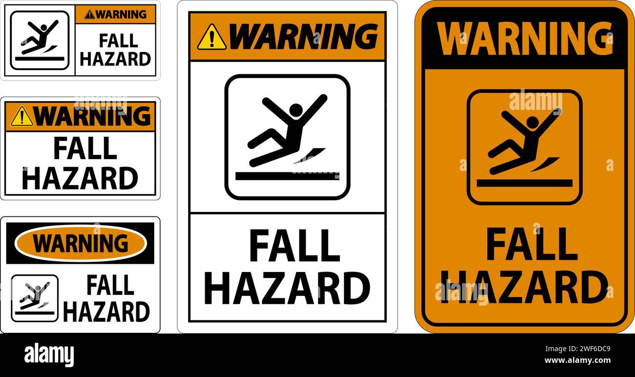 Warning Sign, Fall Hazard Stock Vector Image & Art - Alamy