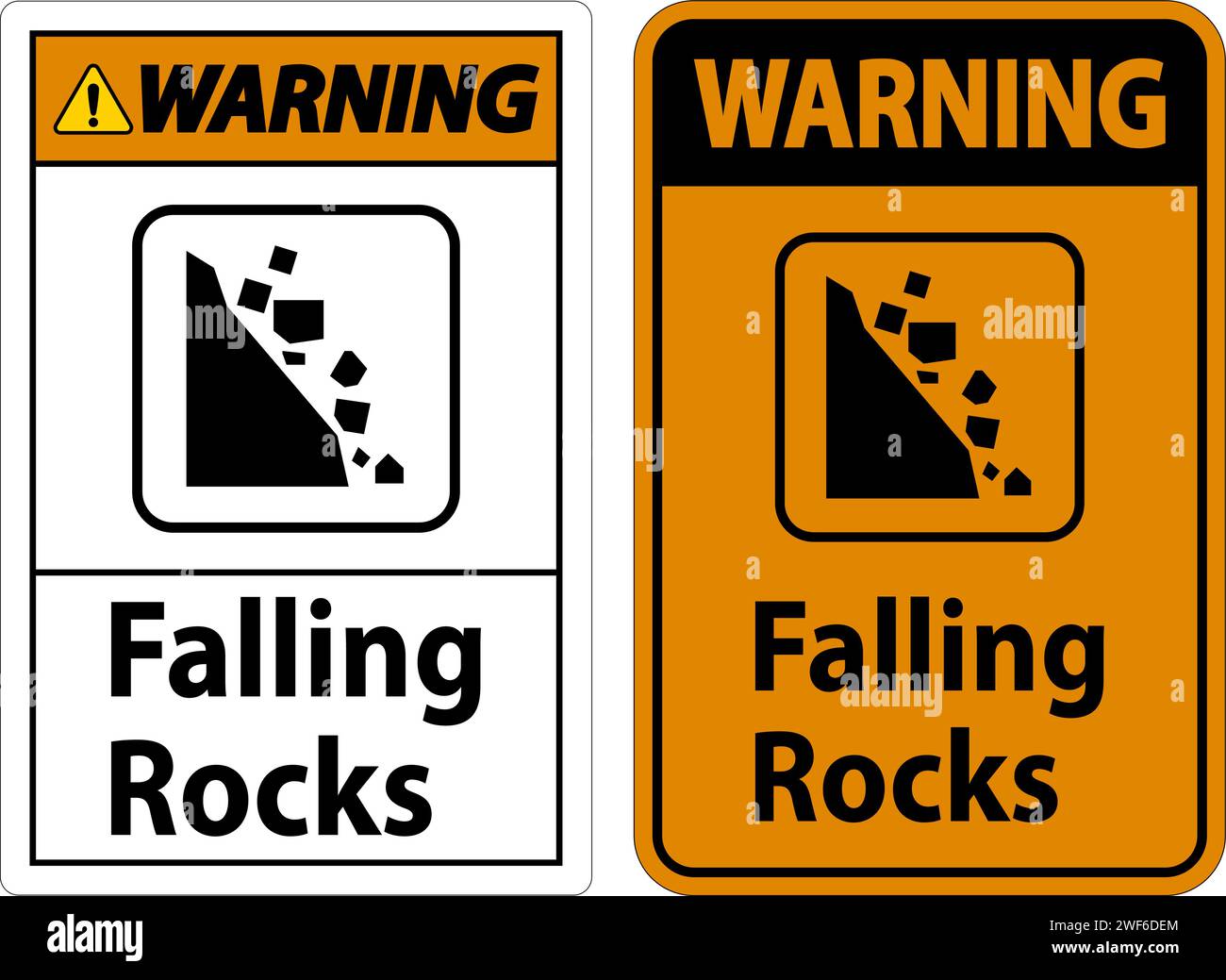 Warning Sign, Park Sign and Guide Sign, Falling Rocks Stock Vector ...