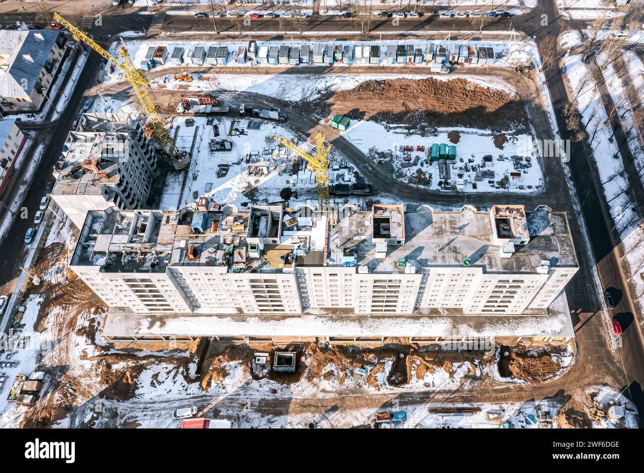 Aerial top view cranes in hi-res stock photography and images - Alamy