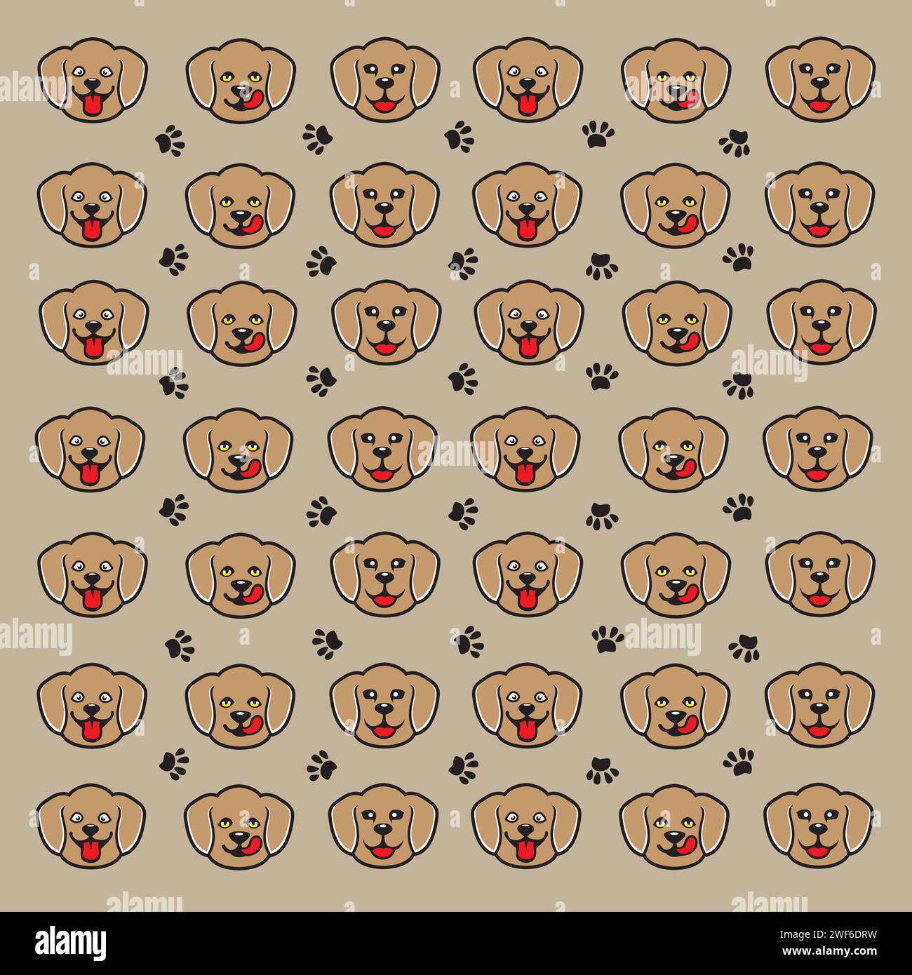 seamless cute dog and paw pattern Stock Vector Image & Art - Alamy