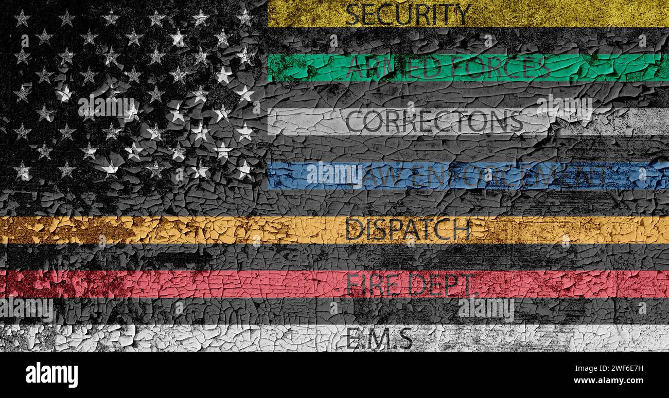 Blue line flag american hi-res stock photography and images - Alamy