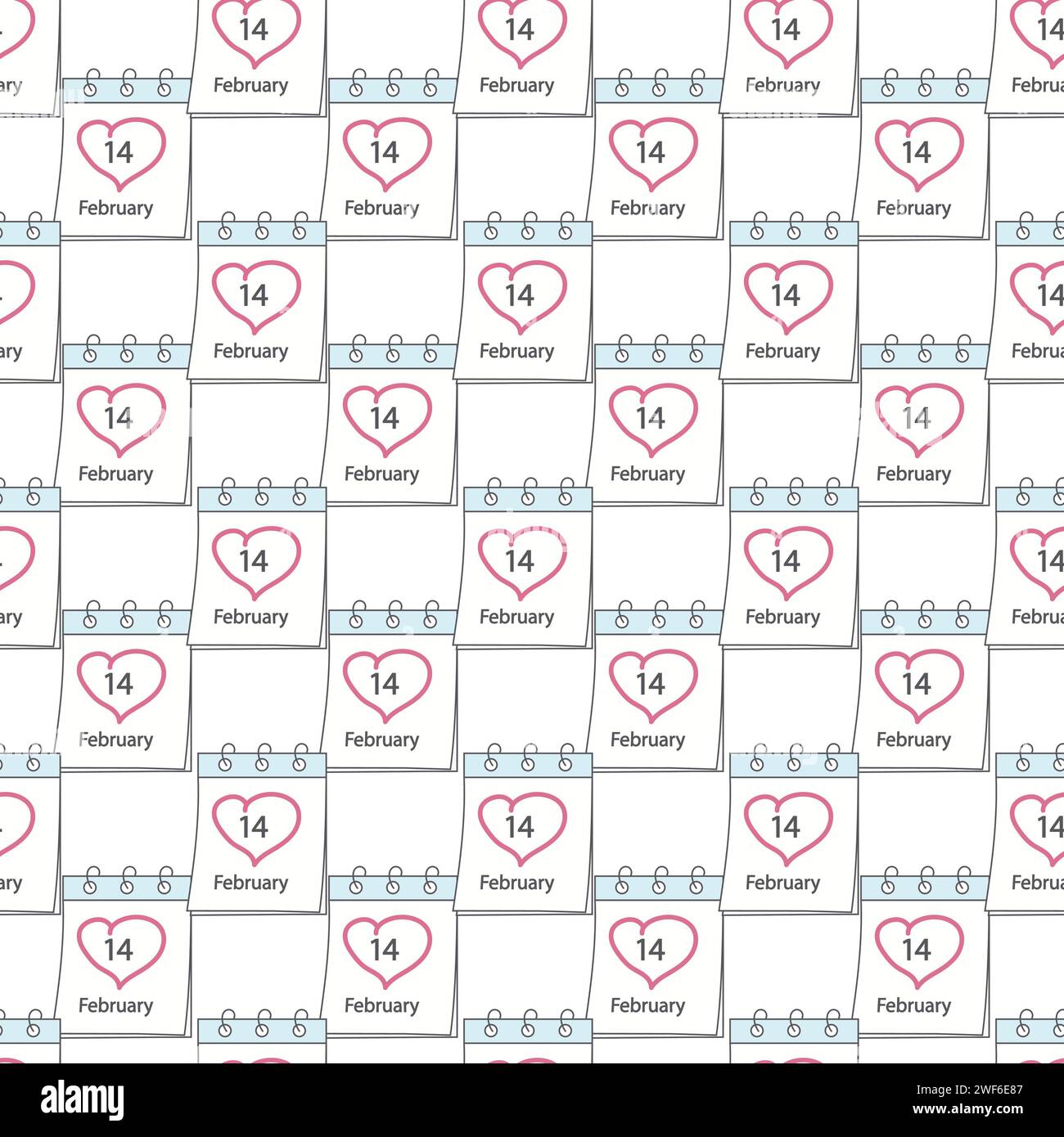 Seamless pattern of calendar page with St. Valentines Day date 14 ...
