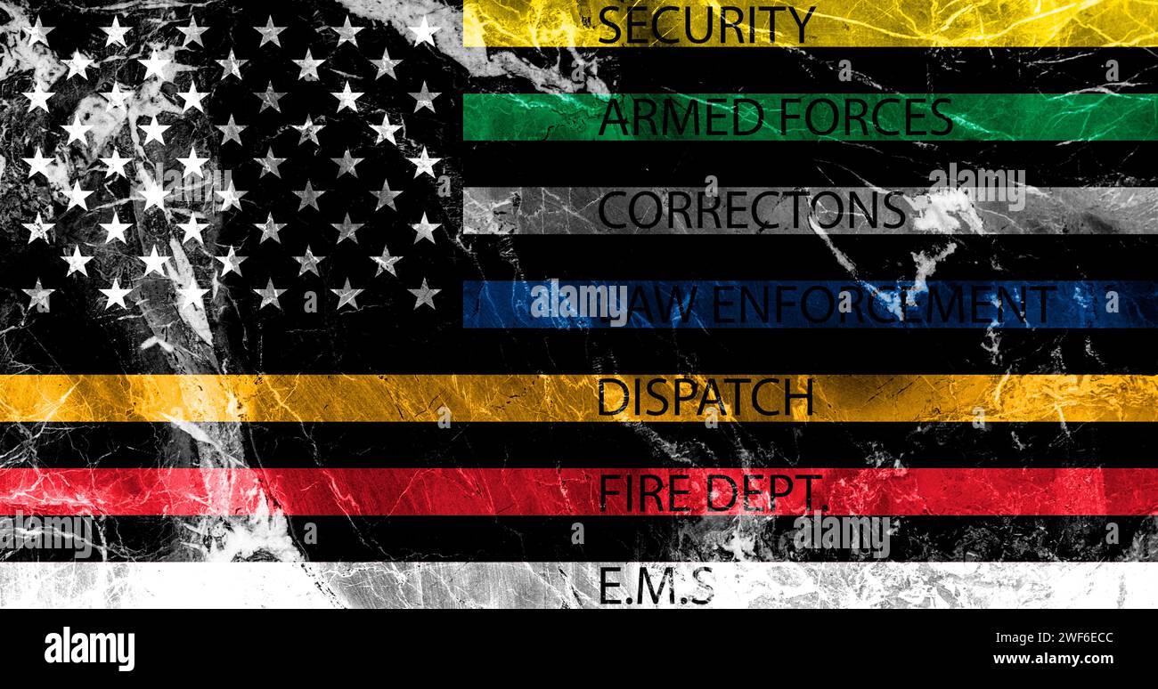 First Responders American Flag Thin Line Stock Photo - Alamy