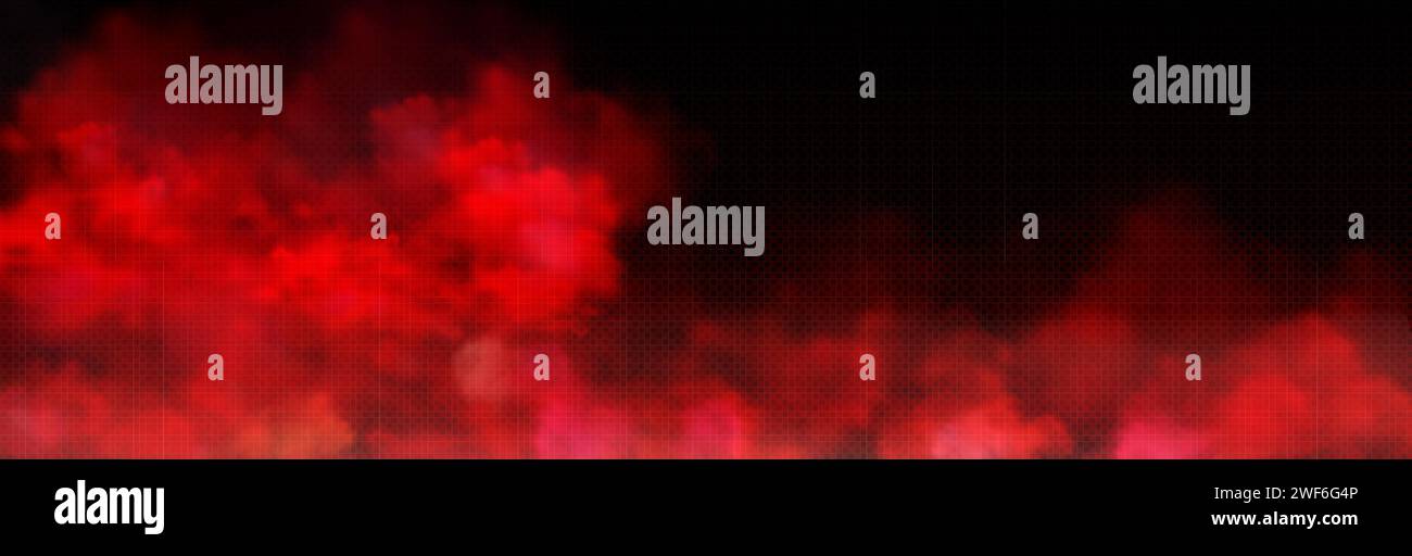 Red glowing smoke cloud with overlay effect on dark transparent ...