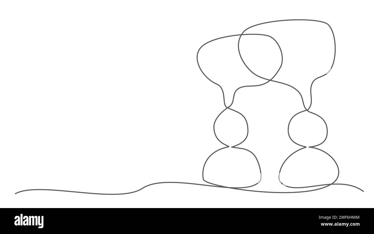 Dialog One line drawing isolated on white background Stock Vector Image ...