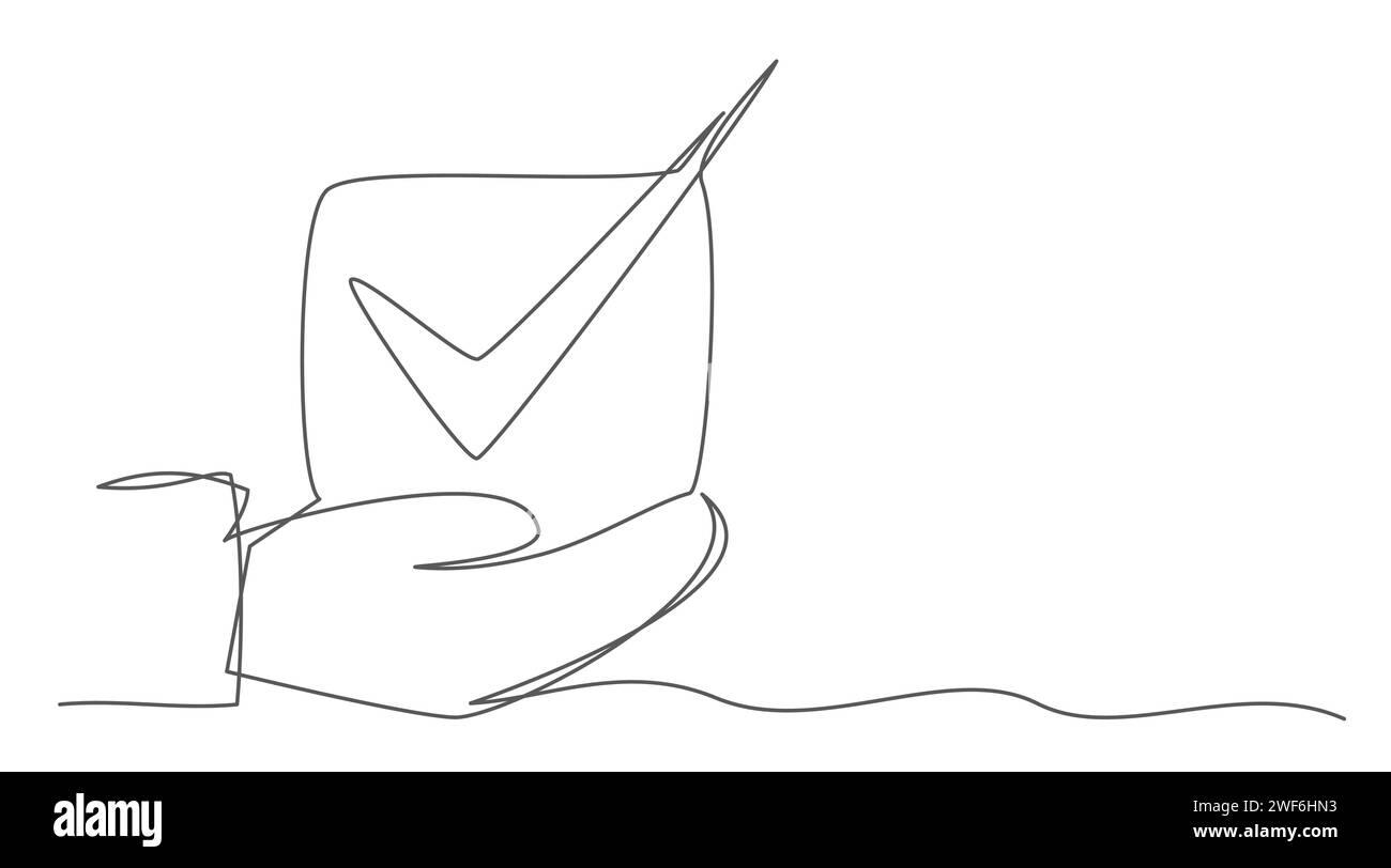 Evaluation One line drawing isolated on white background Stock Vector ...