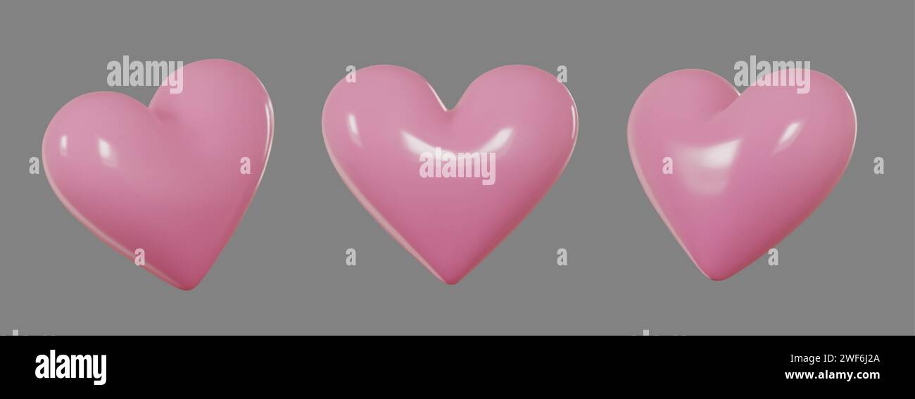 3d realistic pink hearts. Valentines day card. Vector illustration ...