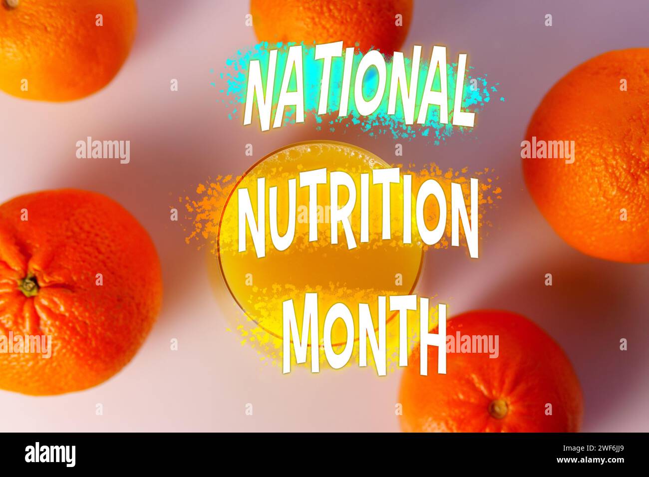 National Nutrition Month surrounded by fresh oranges to emphasize ...