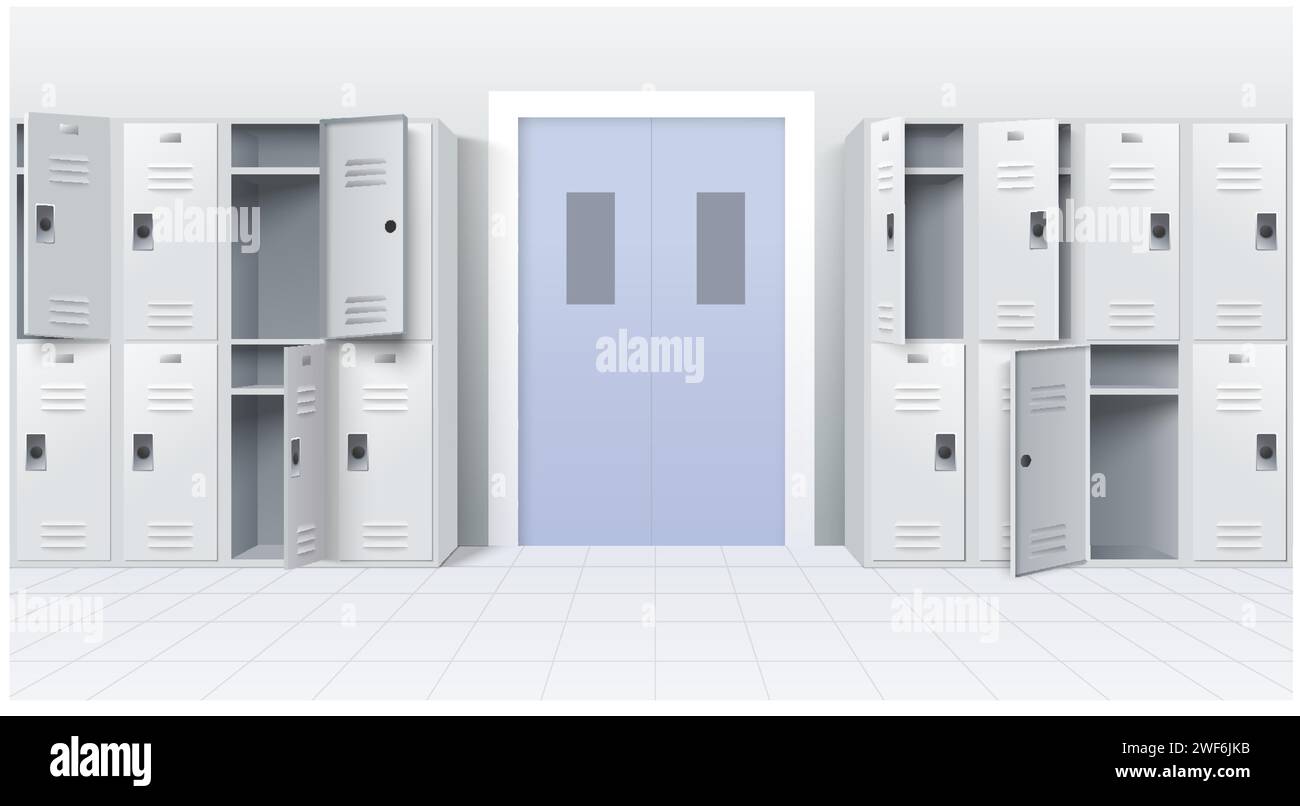 Metal school lockers set vector illustration isolated on white ...
