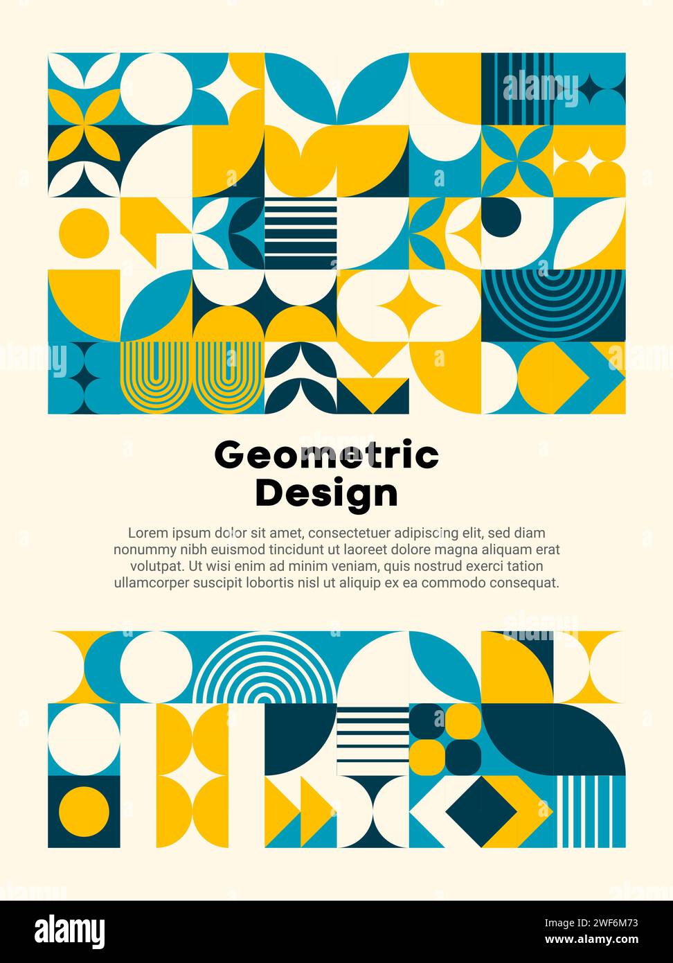 Modern turquoise and yellow abstract geometric Bauhaus pattern posters ...
