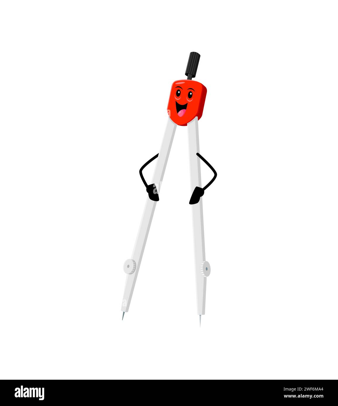 Cartoon cheerful compass funny school stationery character. Isolated ...