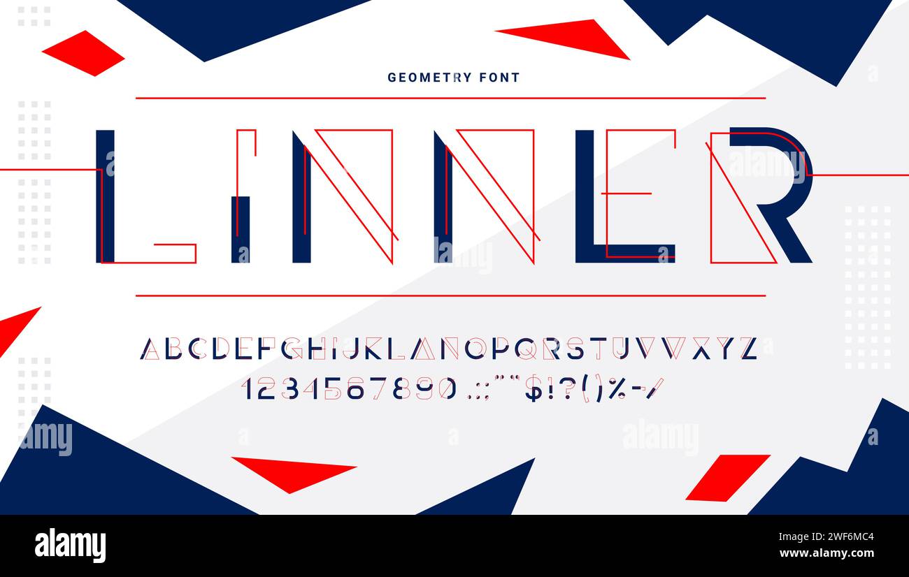 Futuristic geometric line font, modern type and creative typeface ...