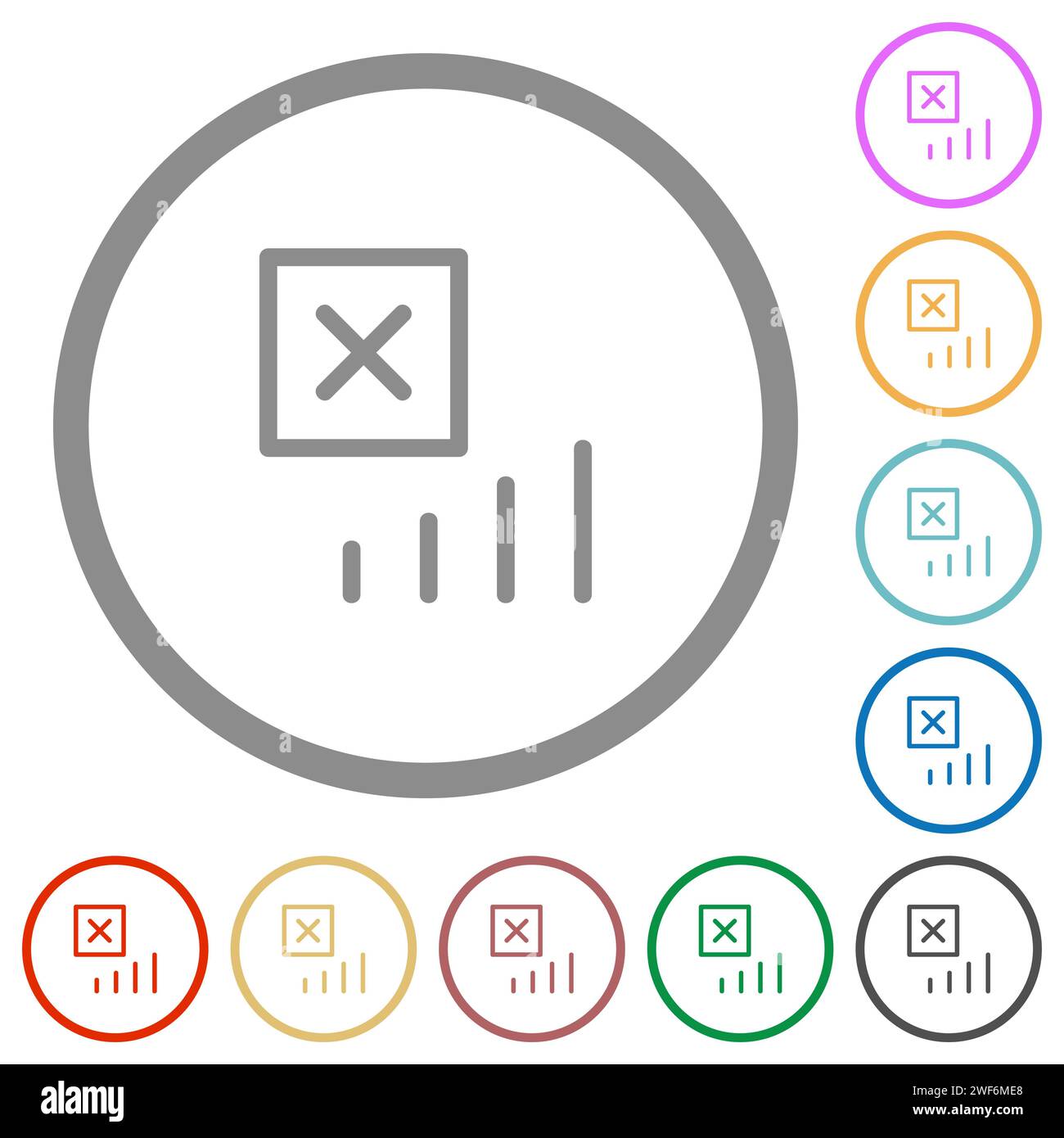 Signal error flat color icons in round outlines on white background ...