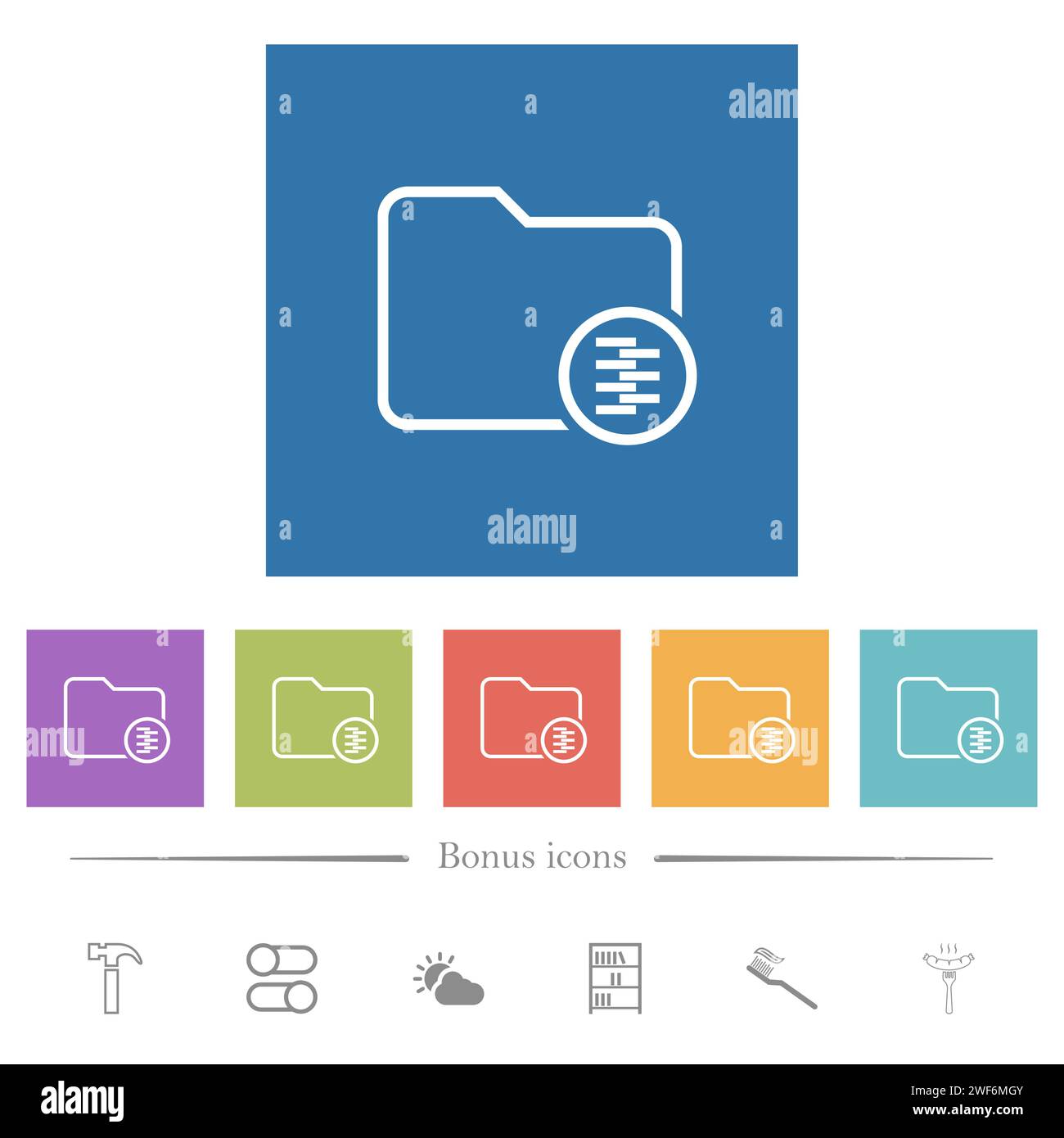 Compressed folder outline flat white icons in square backgrounds. 6 ...