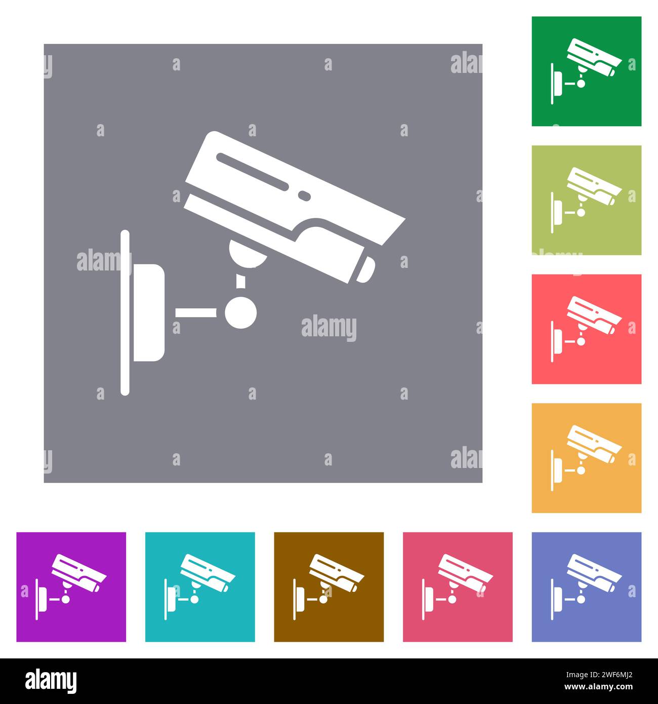 CCTV camera flat icons on simple color square backgrounds Stock Vector Image & Art - Alamy