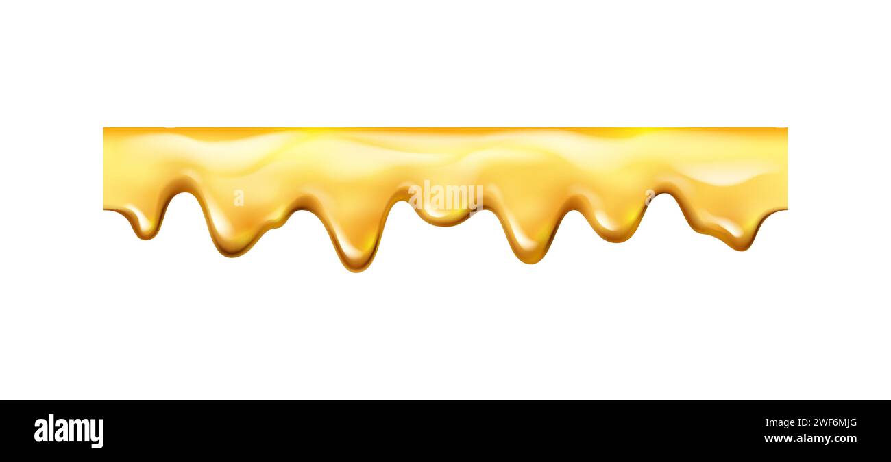 Dripping or melting caramel or sticky liquid. Vector isolated honey ...