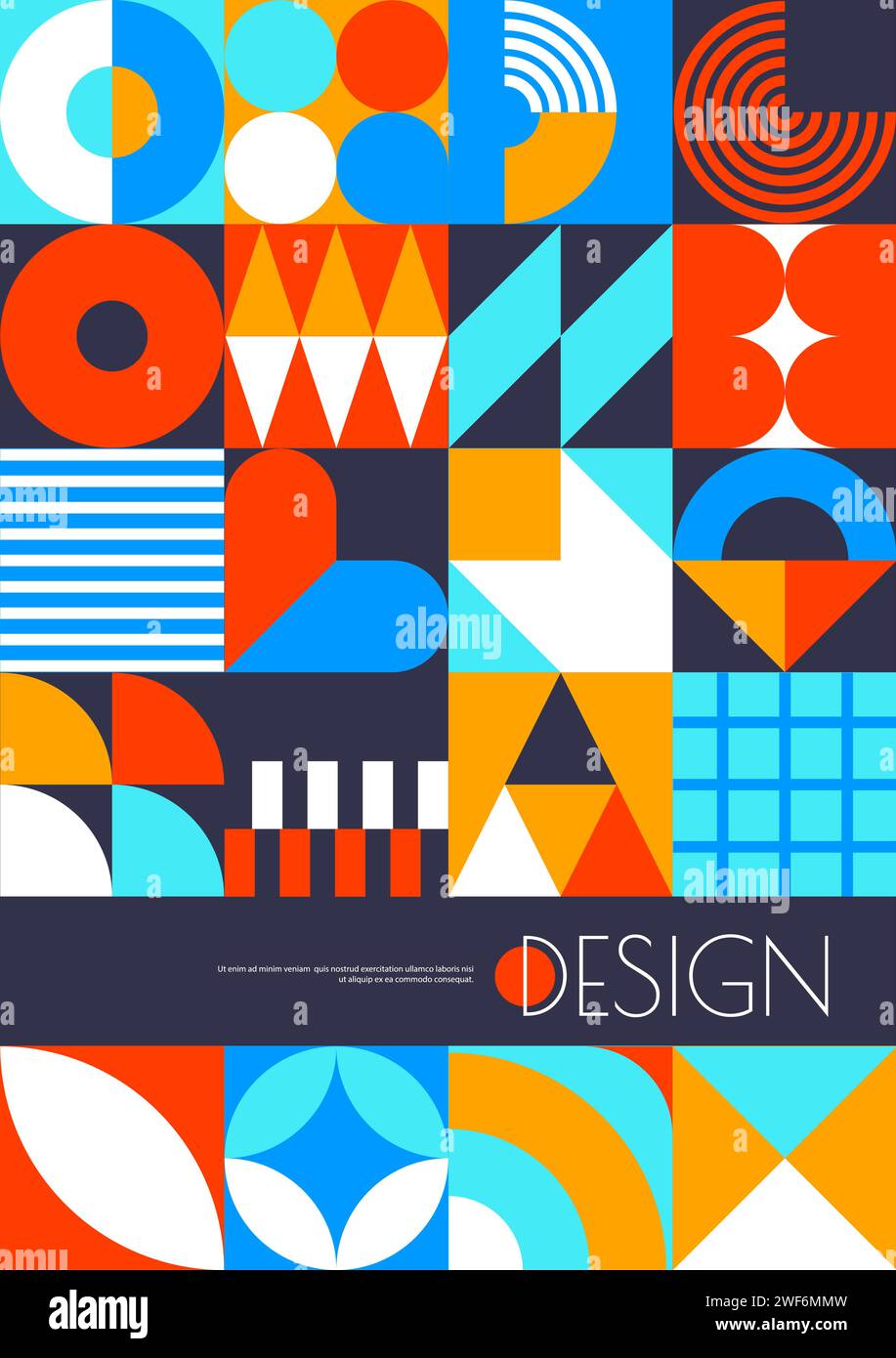 Modern business poster with abstract geometric pattern, merging vibrant ...