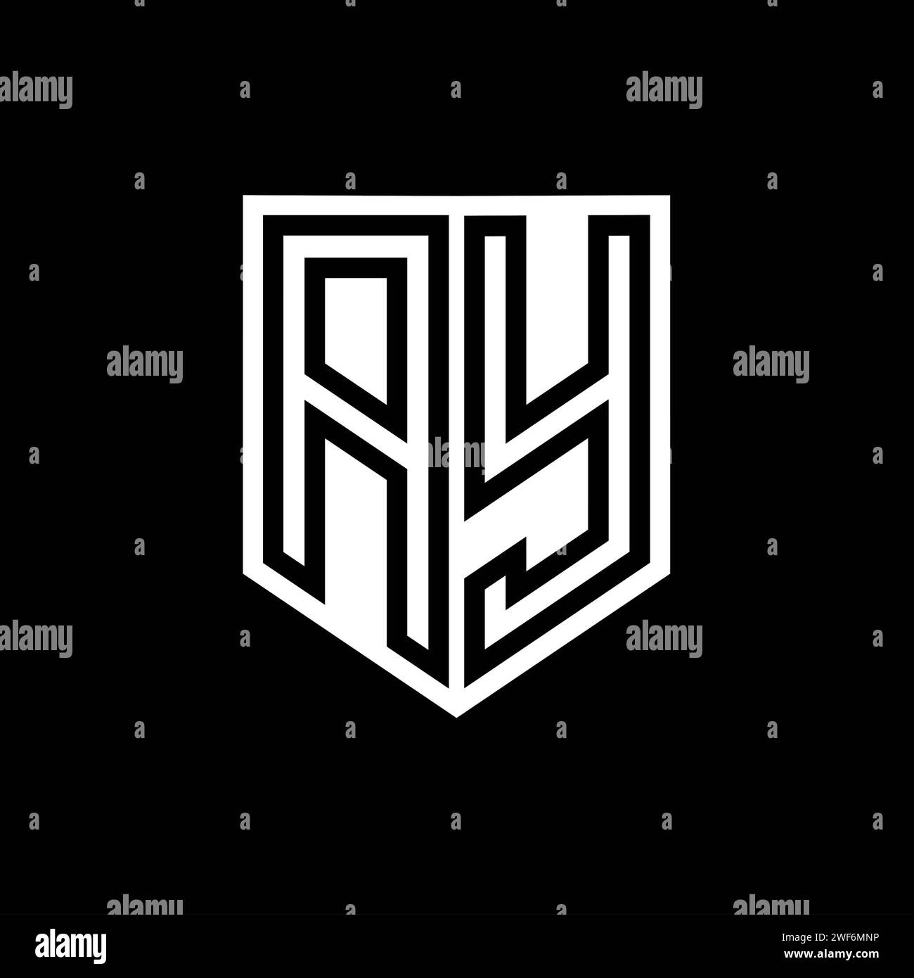 AY Letter Logo monogram shield geometric line inside shield style ...