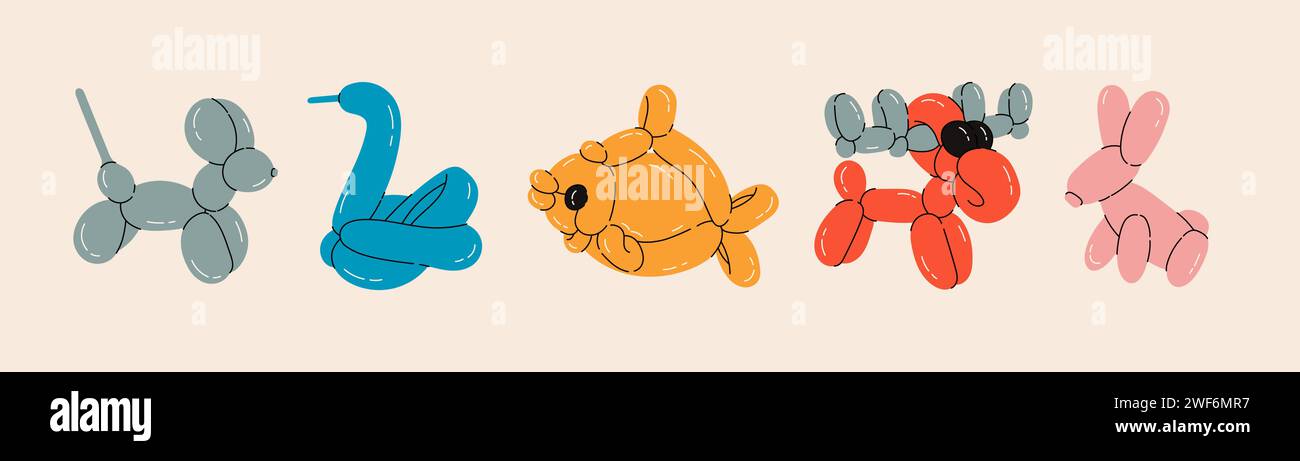 Set of balloon animals Stock Vector Image & Art - Alamy
