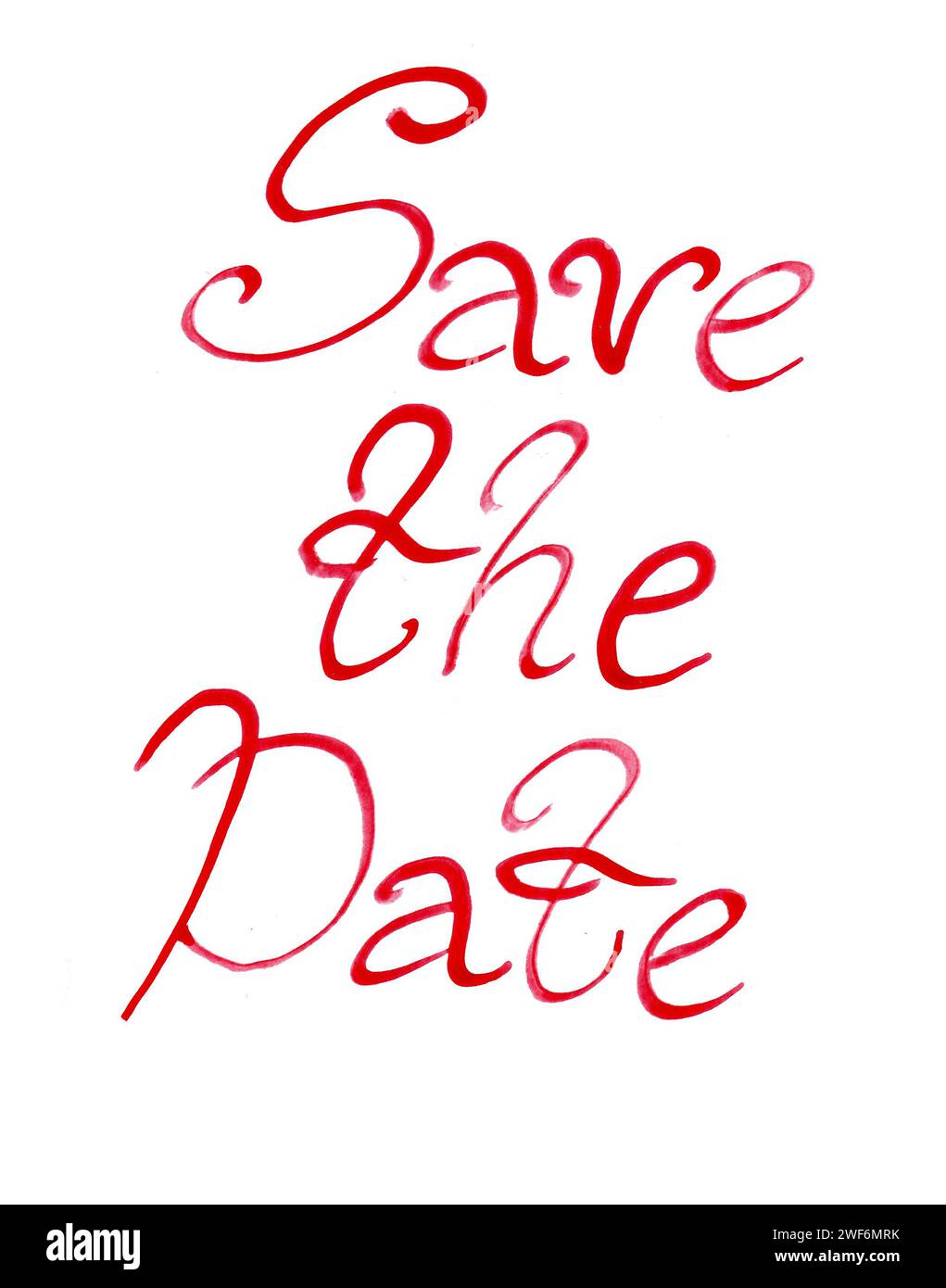 Save The Date Phrase In Red And Pink Color Gradient Isolated On White