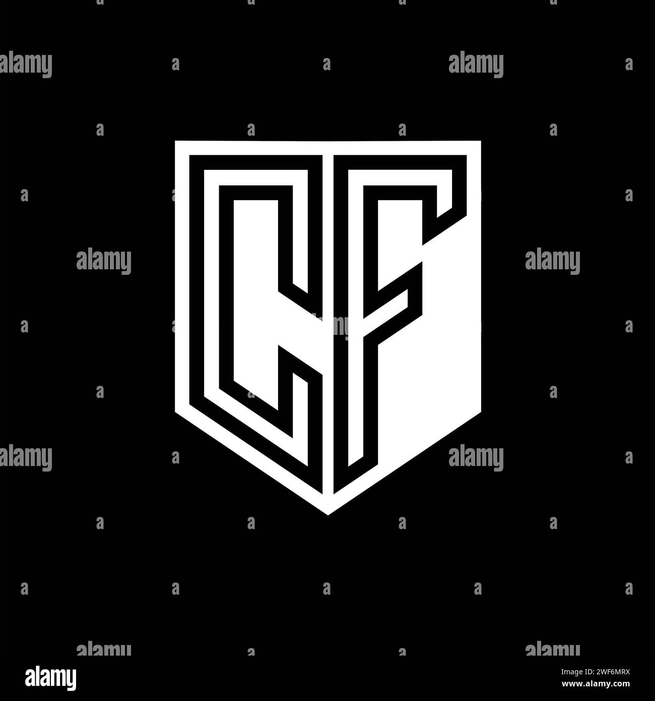 CF Letter Logo monogram shield geometric line inside shield style ...