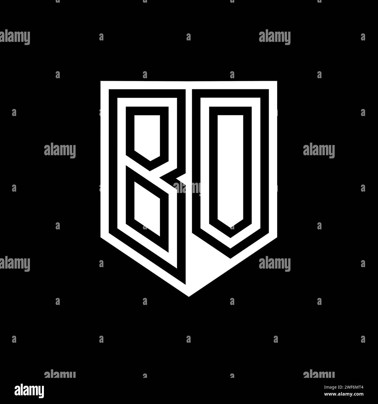 BO Letter Logo monogram shield geometric line inside shield style ...