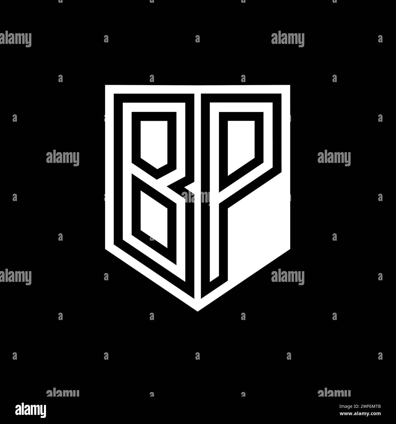 BP Letter Logo monogram shield geometric line inside shield style ...