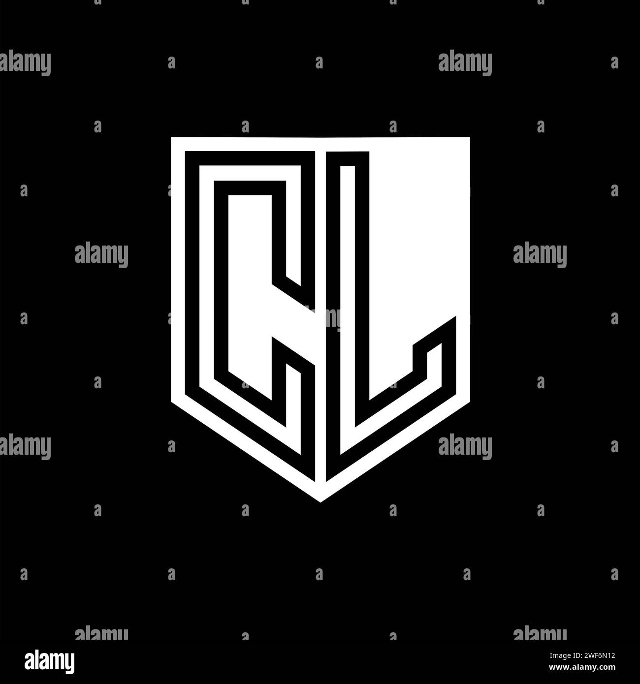 CL Letter Logo monogram shield geometric line inside shield style ...