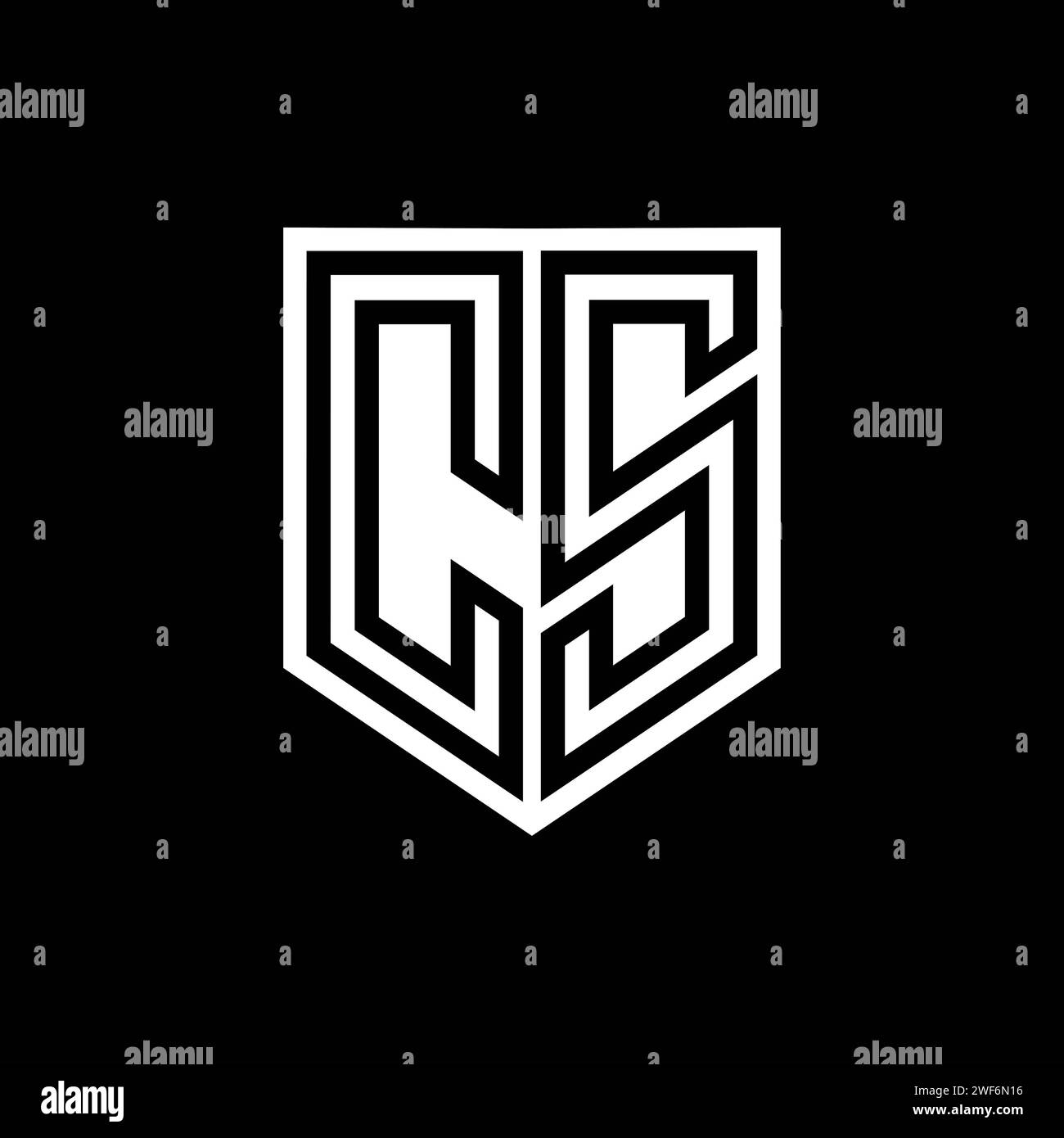 CS Letter Logo monogram shield geometric line inside shield style ...