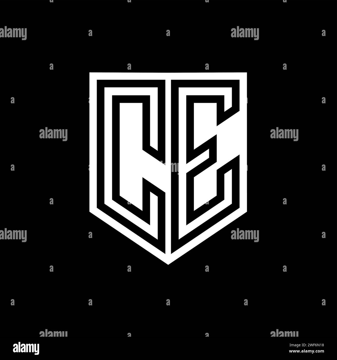 CE Letter Logo monogram shield geometric line inside shield style ...