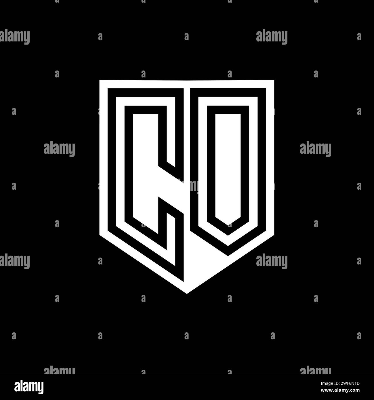 CO Letter Logo monogram shield geometric line inside shield style ...