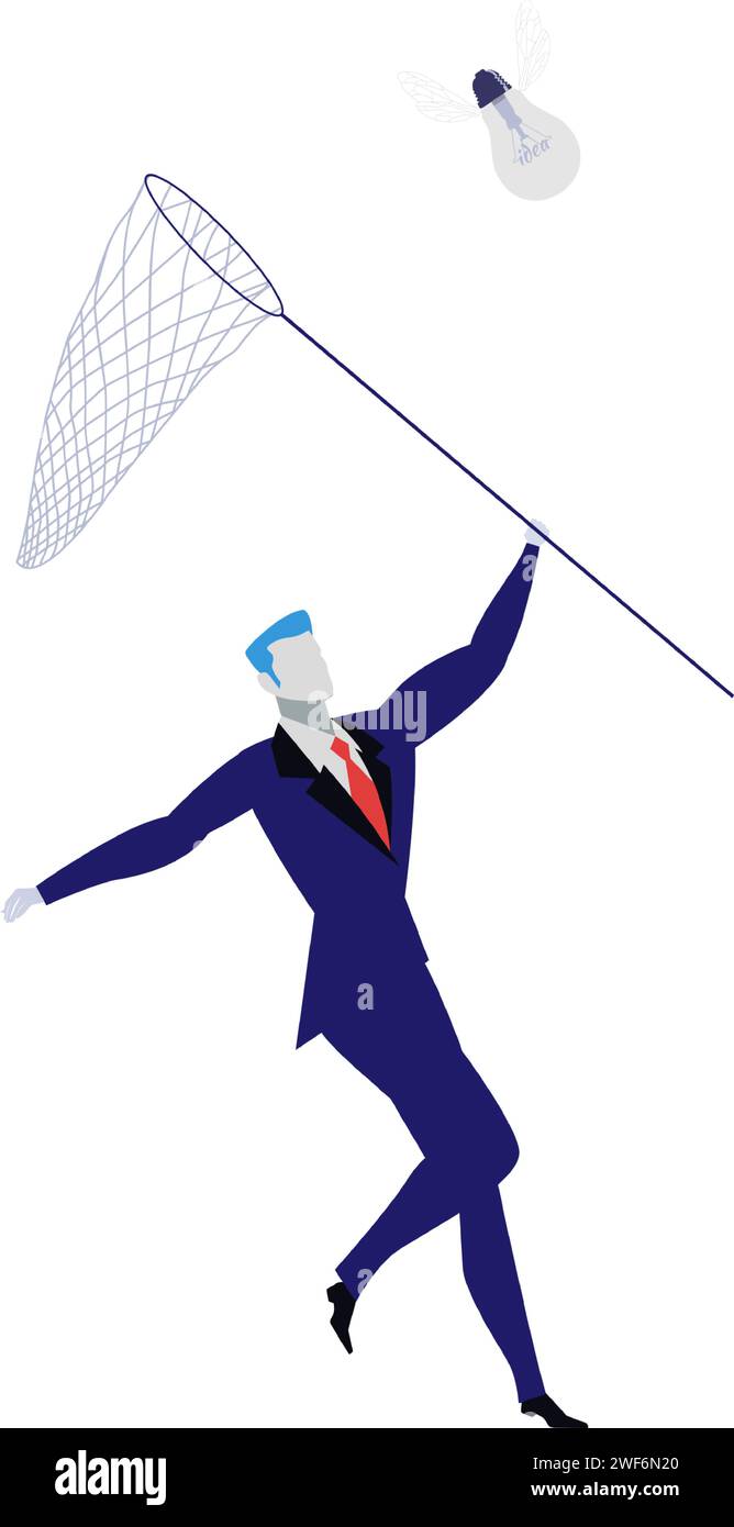 Business man with net catching idea vector icon Stock Vector Image ...