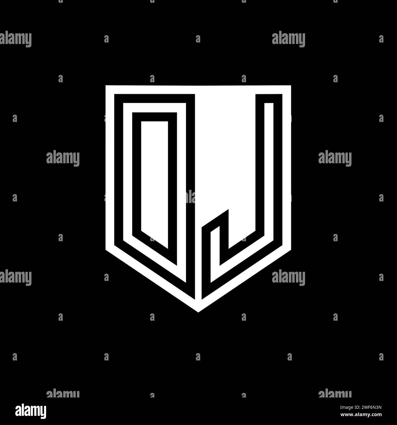 DJ Letter Logo monogram shield geometric line inside shield style ...