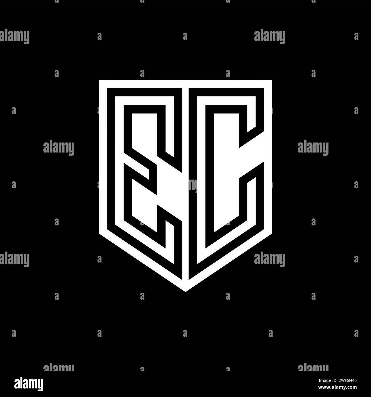 EC Letter Logo monogram shield geometric line inside shield style ...