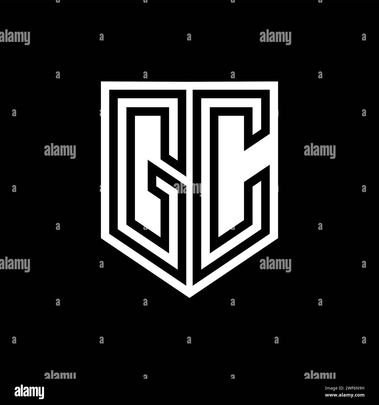 GC Letter Logo monogram shield geometric line inside shield style design template Stock Photo ...