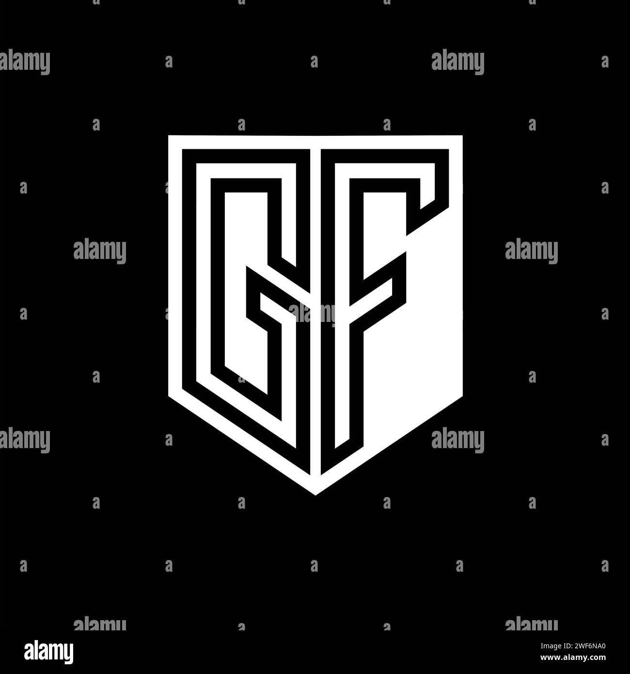 GF Letter Logo monogram shield geometric line inside shield style ...