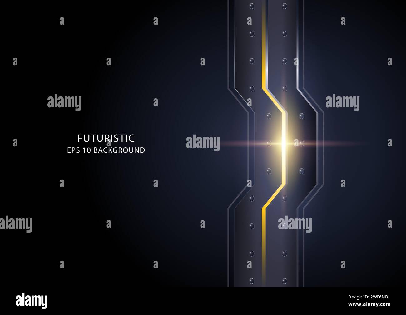 Vector illustration of bright light comes out from opening metal gate ...