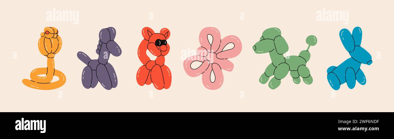 Various balloon animals collection Stock Vector Image & Art - Alamy